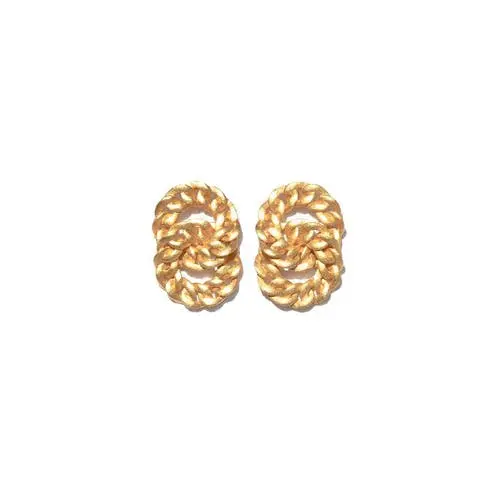 ZARUX Twin Circle Earrings - Yellow Gold