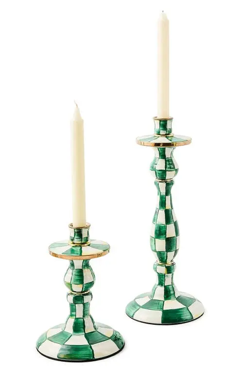 MACKENZIE-CHILDS Check Small Enameled Steel Candleholder