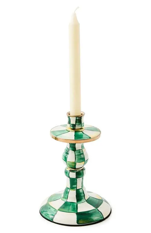 MACKENZIE-CHILDS Check Small Enameled Steel Candleholder