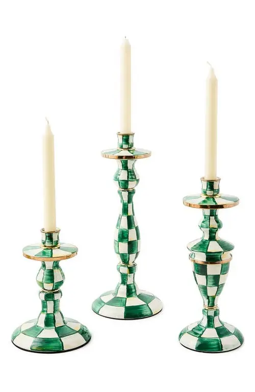 MACKENZIE-CHILDS Check Large Enameled Steel Candleholder