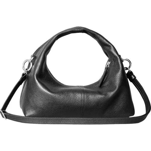 HYER GOODS Leather Mini Everyday Shoulder Bag - Black/silver