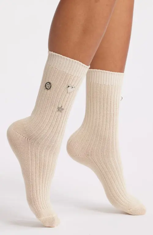 HIGH HEEL JUNGLE Embellished Crew Socks - Ivory