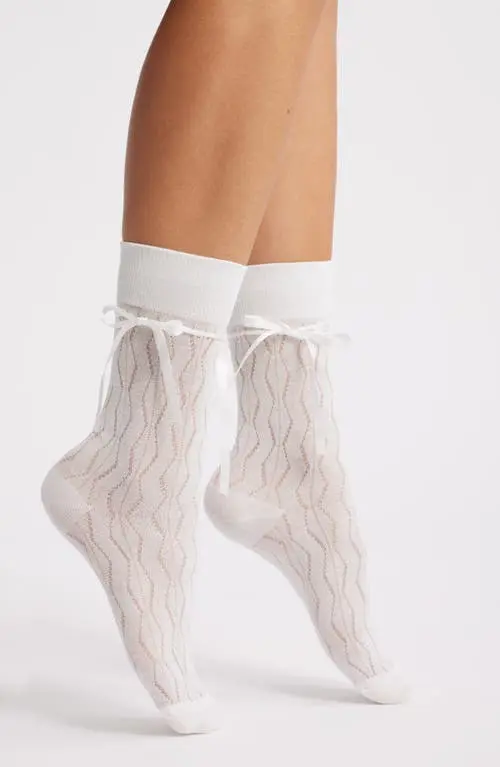 HIGH HEEL JUNGLE Bellabow Ribbon Crew Socks - White