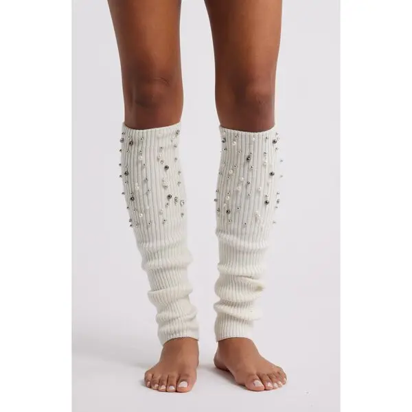 HIGH HEEL JUNGLE Blake Embellished Leg Warmers - Ivory