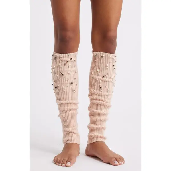 HIGH HEEL JUNGLE Blake Embellished Leg Warmers - Medium Light Pink
