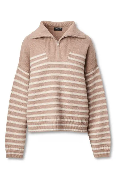 Rag & Bone Stripe Wool & Cashmere Quarter Zip Sweater