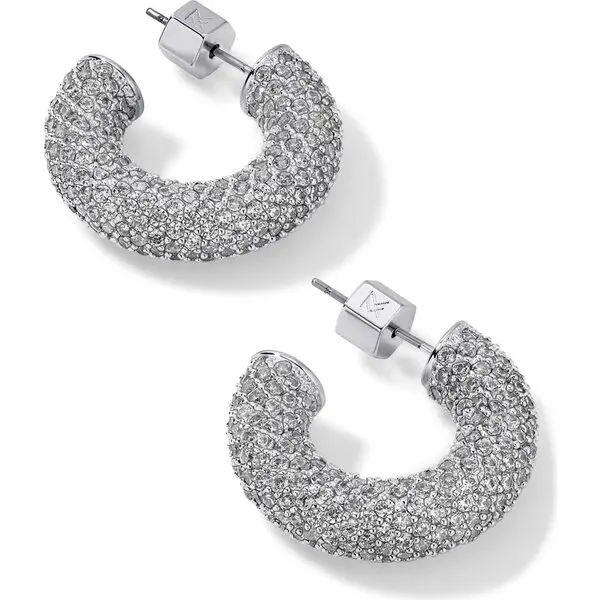 MIRANDA FRYE Dolly Pavè Hoop Earrings - Silver