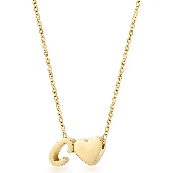 JANE BASCH DESIGNS Initial Heart Pendant Necklace - Yellow-c
