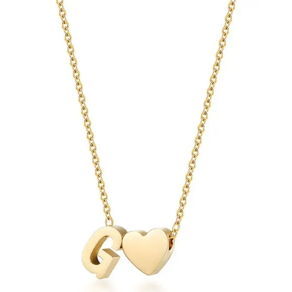 JANE BASCH DESIGNS Initial Heart Pendant Necklace - Yellow-g