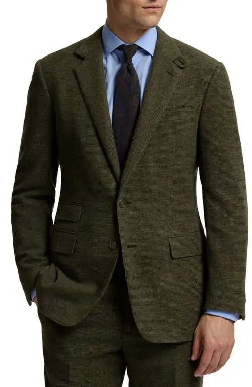 Ralph Lauren Purple Label Wool & Silk Blend Tick Weave Suit Jacket - Loden Multi