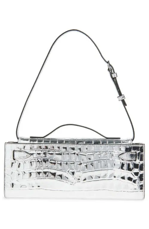 Veronica Beard Croc Embossed Dash Clutch - Silver