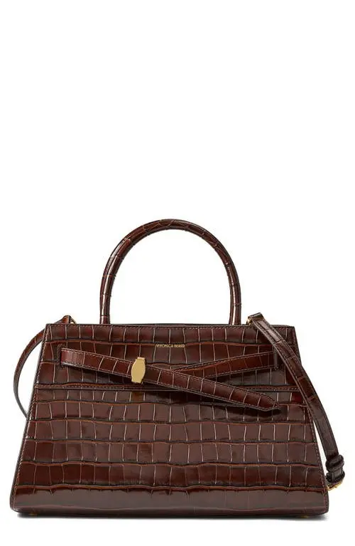 Veronica Beard Croc Embossed Dash Leather Tote - Chestnut