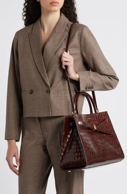 Veronica Beard Large Croc Embossed Leather Tote