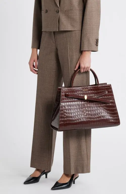 Veronica Beard Large Croc Embossed Leather Tote