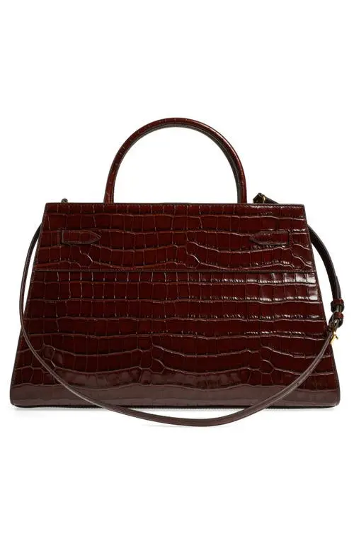 Veronica Beard Large Croc Embossed Leather Tote