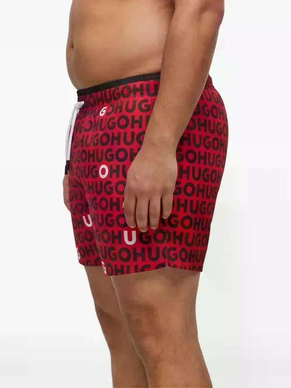 Hugo Logo-print Swim Shorts - Red