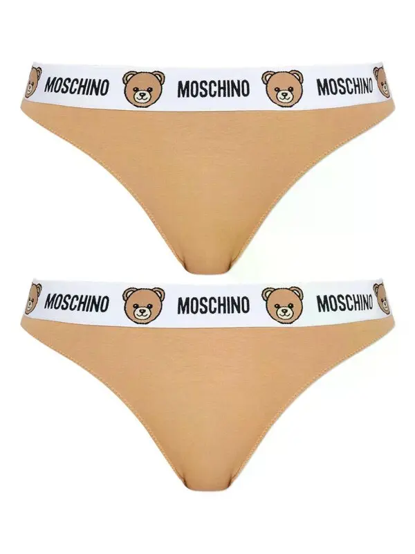 Moschino Logo-waistband Briefs - Neutrals