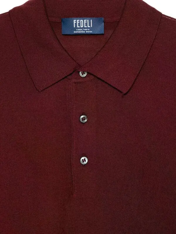 Fedeli Fine-knit Polo Shirt - Red