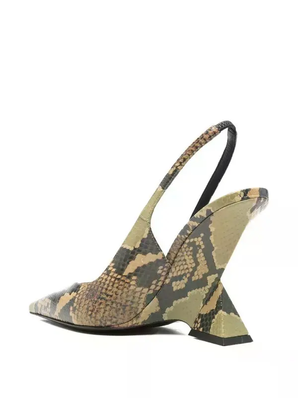 Attico 105mm Snake-print Slingback Pumps
