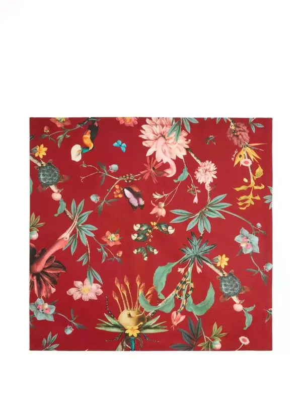 La DoubleJ X Beto Val Fantastic Creatures Floral-print Napkins - Red