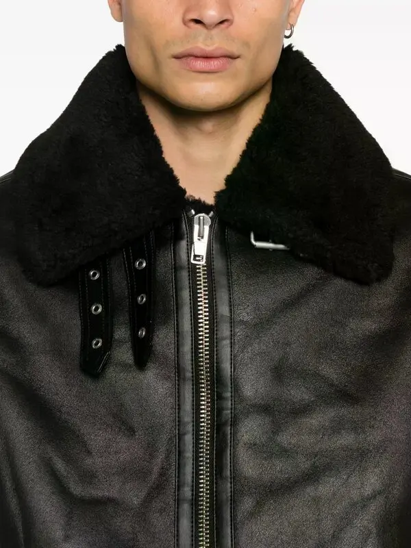 DUNST Shearling-collar Zip Jacket