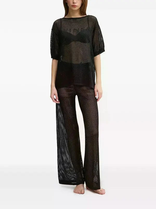 TWINSET Wide-leg Mesh Trousers - Black