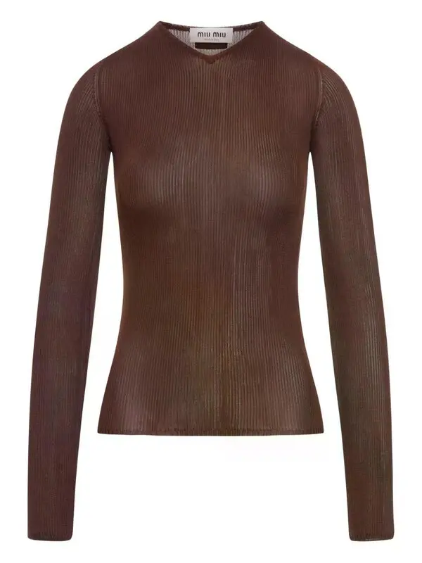 Miu Miu Ribbed Long-sleeve T-shirt