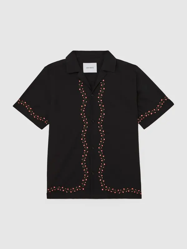 LES DEUX Floral-embroidered Shirt