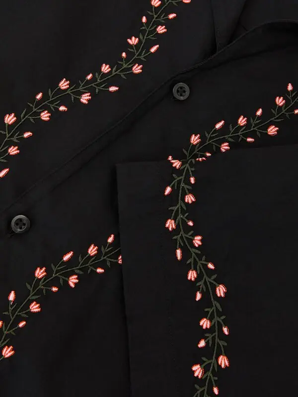 LES DEUX Floral-embroidered Shirt