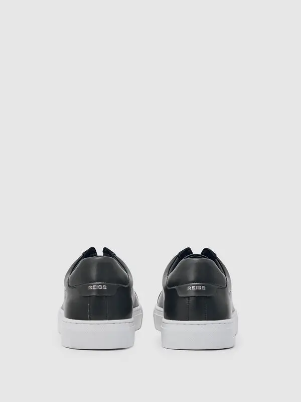 REISS Jenson Bonded-leather Trainers - Black