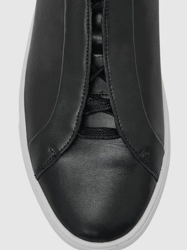 REISS Jenson Bonded-leather Trainers - Black