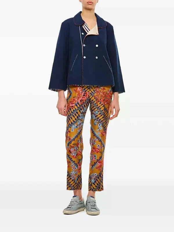 Alberto Biani Floral Print Silk Trousers
