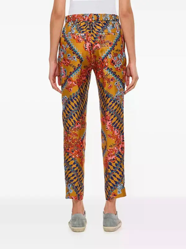 Alberto Biani Floral Print Silk Trousers