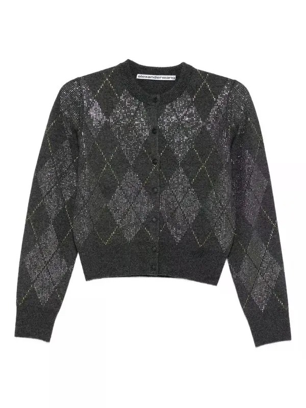 Alexander Wang Crystal-embellished Argyle Cardigan