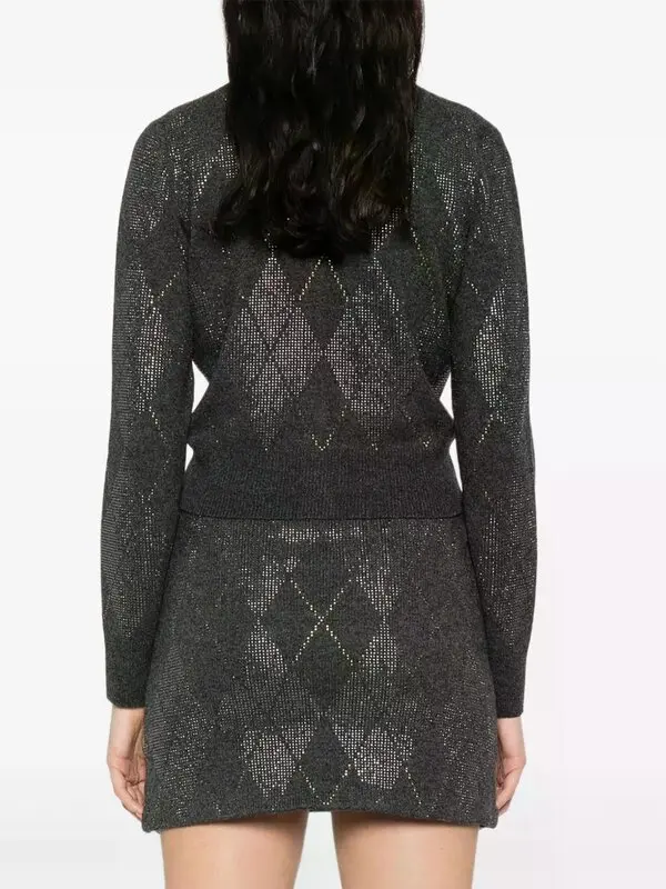 Alexander Wang Crystal-embellished Argyle Cardigan