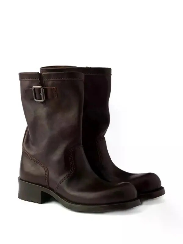 Prada 40mm Logo-buckle Leather Boots