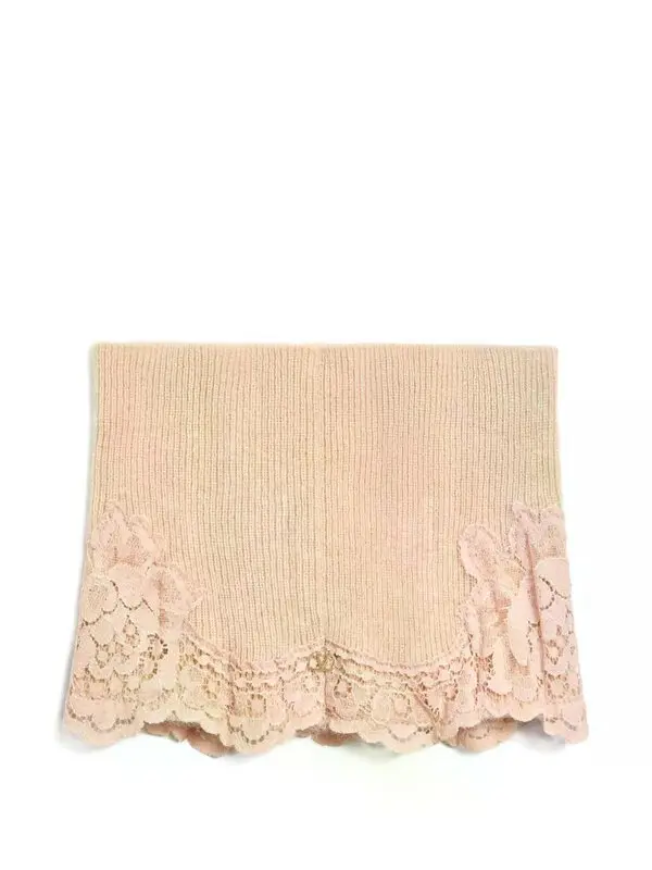 Valentino Garavani Cashmere Headband With Lace Detailing - Neutrals