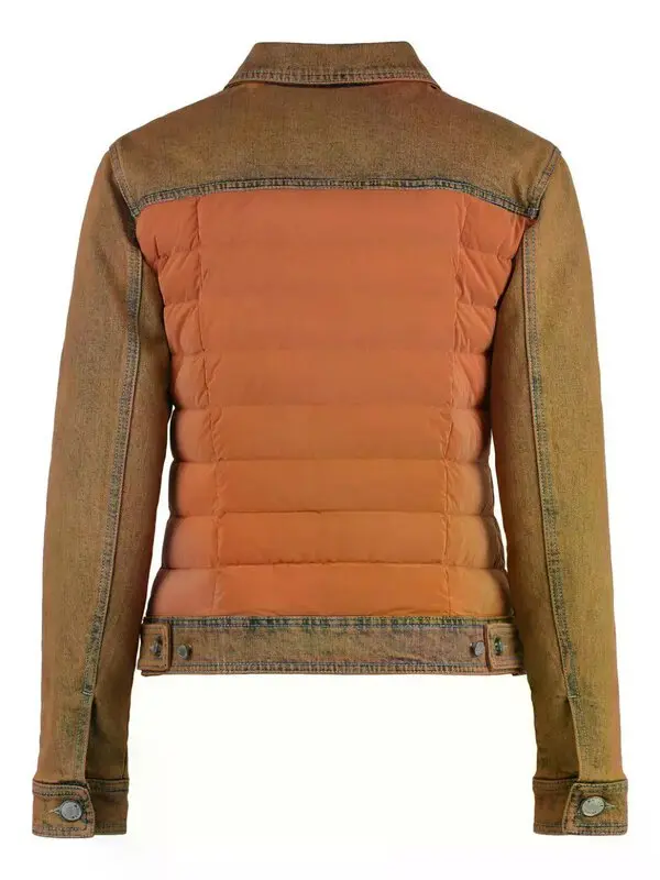 MOORER Padded-panel Denim Jacket - Orange