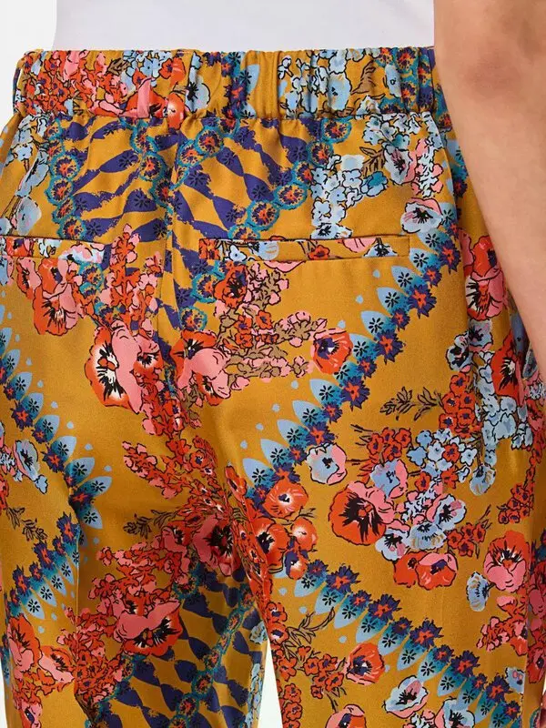 Alberto Biani Floral Print Silk Trousers