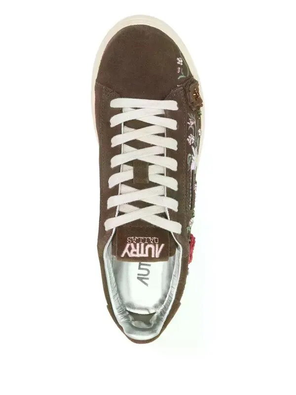 AUTRY Floral-appliqué Sneakers - Brown