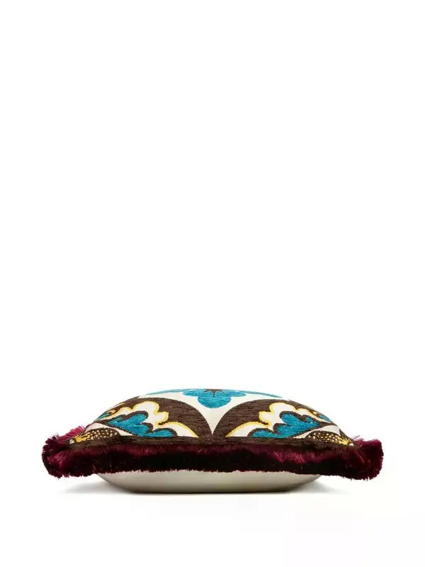 La DoubleJ Fringed Patterned Cushion - Neutrals