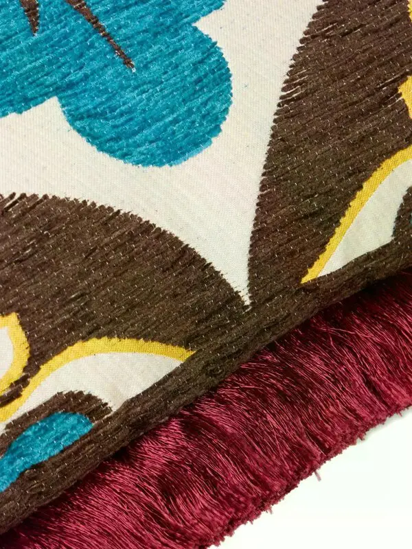 La DoubleJ Fringed Patterned Cushion - Neutrals