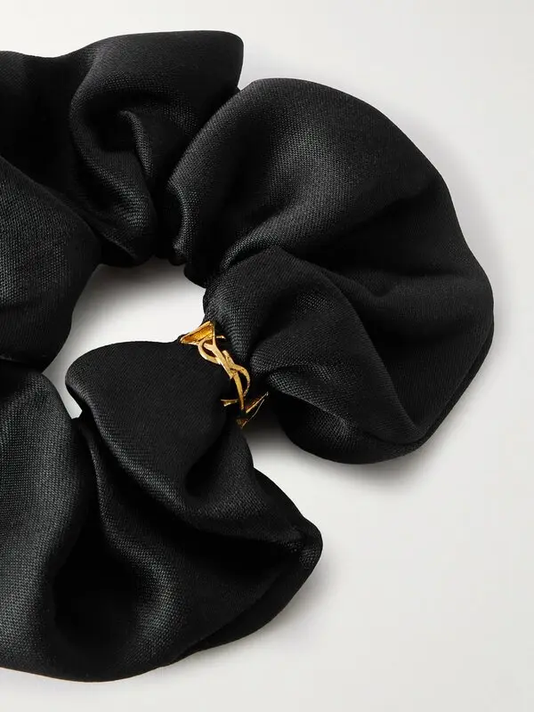 Saint Laurent Embellished Silk-satin Hair Tie - Black