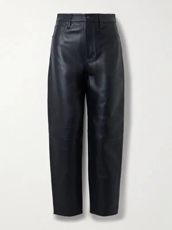FRAME The Neat Leather Barrel-leg Pants - Blue