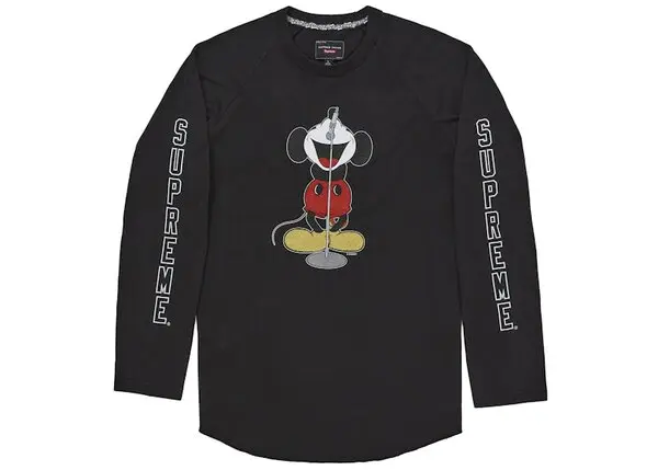 Supreme Number Nine Mickey Raglan Long Sleeve Top - Black