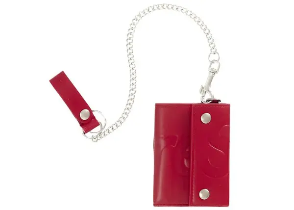 Supreme Leather Chain Wallet - Red