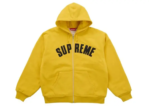 Supreme Arc Thermal Lined Zip Up Hooded Sweatshirt - Yellow