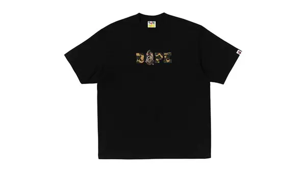 A BATHING APE 1st Camo Logo Relaxed Fit Tee Shirt - Black