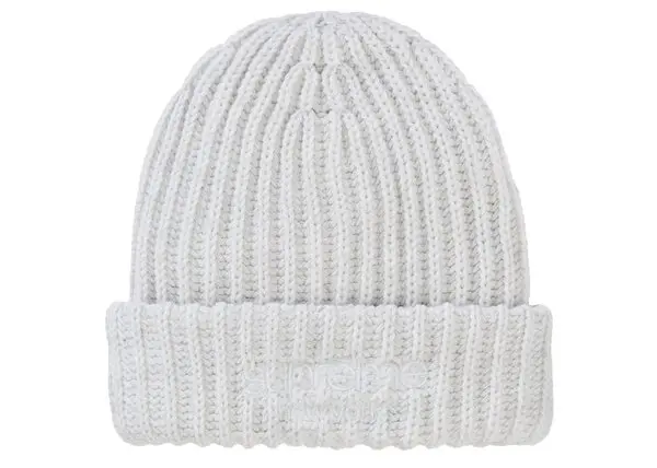 Supreme Chunky Ribbed Beanie - White