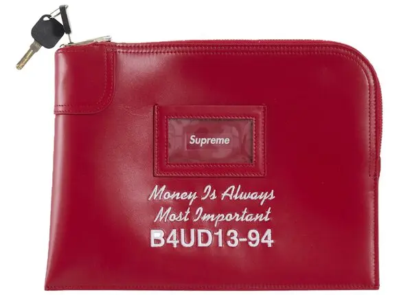 Supreme Leather Money Bag - Red